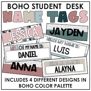 BOHO Editable Desk Name Tags / Name Plates | Target Adhesive Pocket - Etsy
