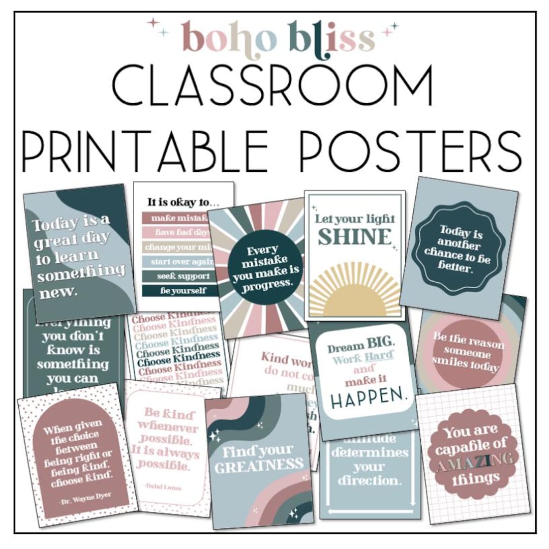 Boho Bliss Classroom Posters | Quotes | Motivational Posters - Etsy
