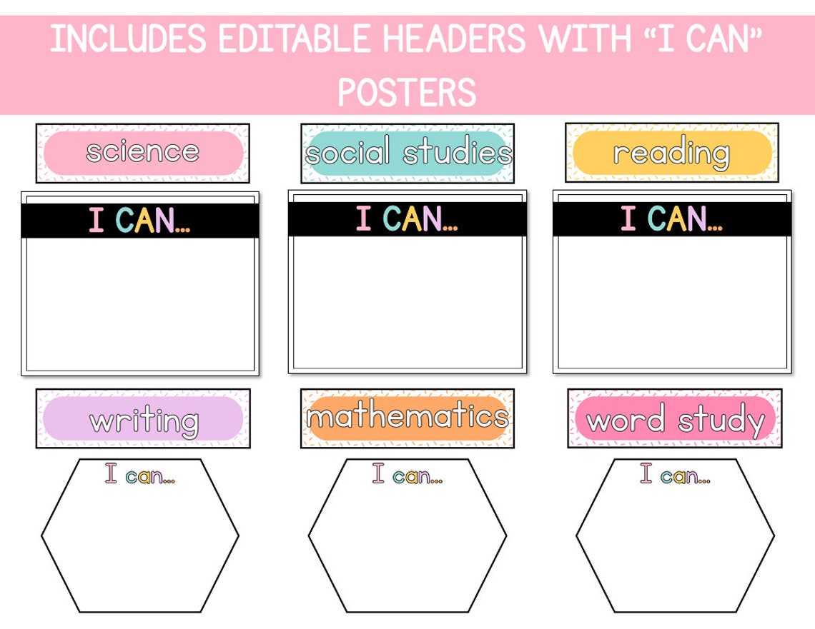 Editable Daily Objectives Board | Rainbow Sprinkles - Etsy