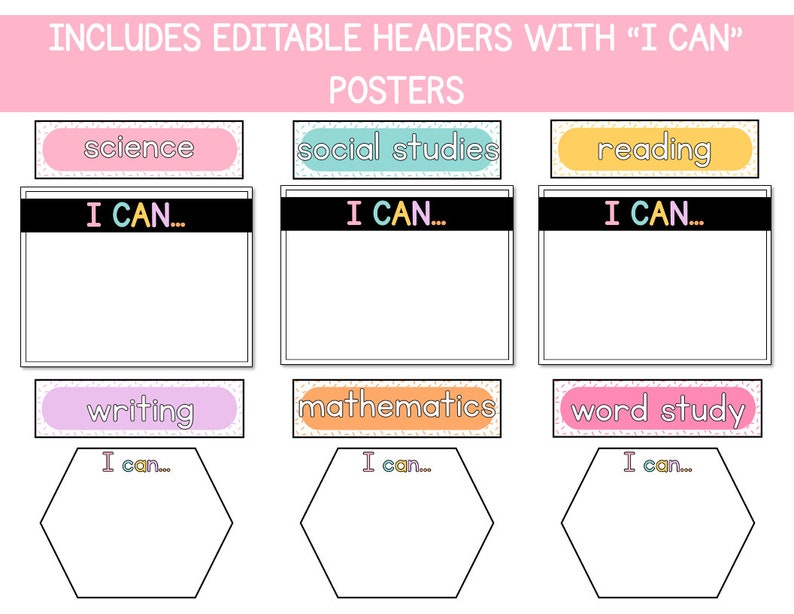 Editable Daily Objectives Board | Rainbow Sprinkles - Etsy