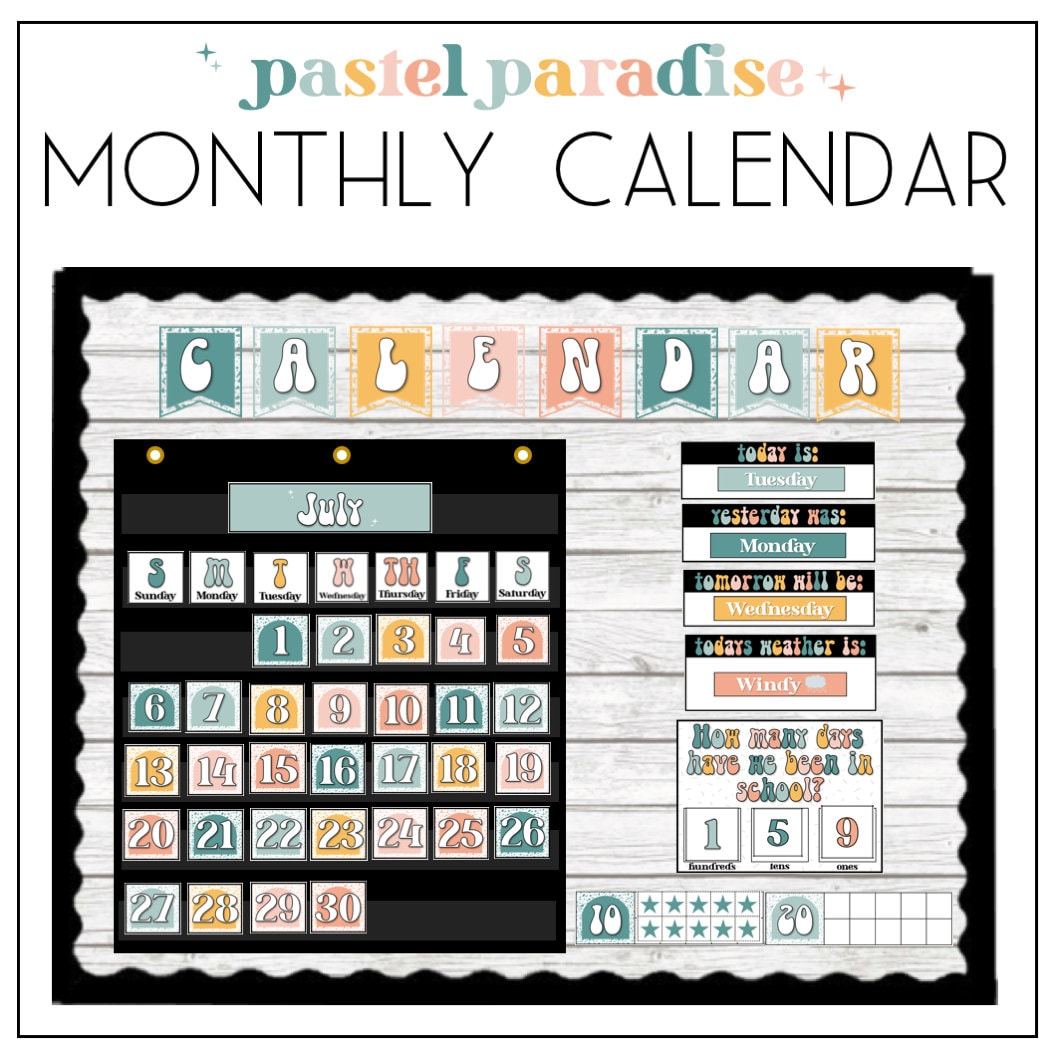 Monthly Calendar Cards | Pastel Paradise - Etsy
