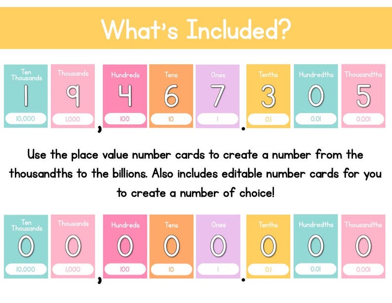 Rainbow Sprinklesplace Value Posters | Thousandths to Billion ...