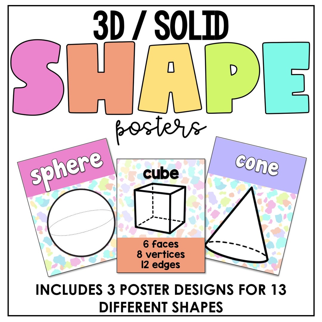 Colorful 3d/solid Shape Posters | Shape Attributes - Etsy