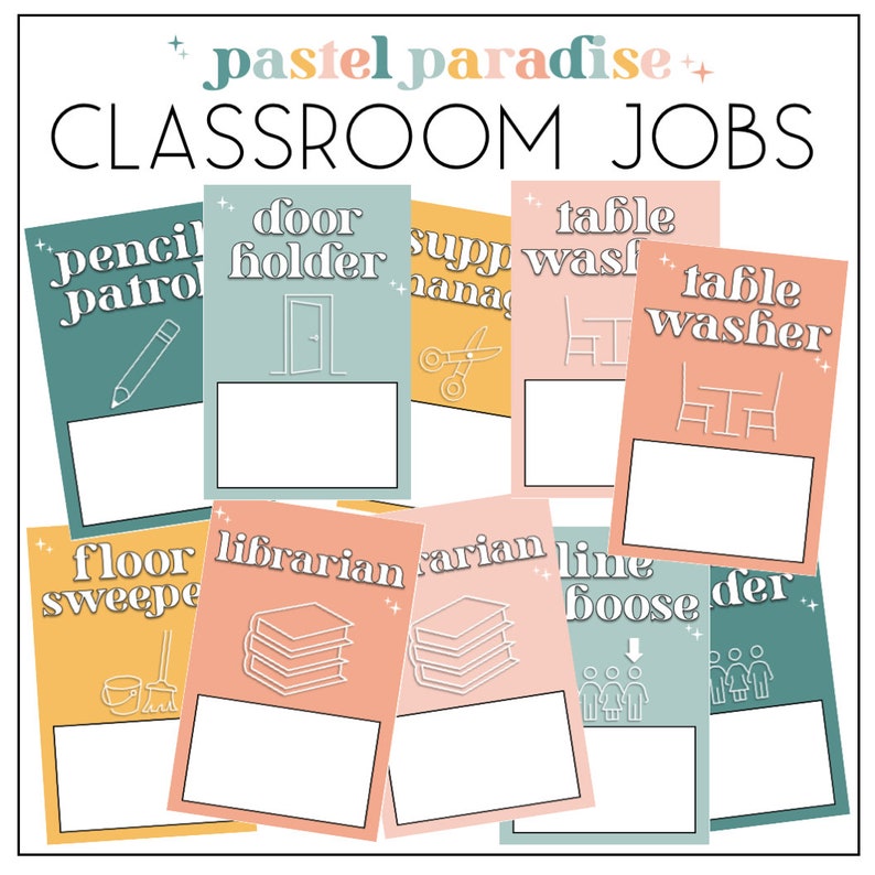 Pastel Student Classroom Jobs Posters | Pastel Paradise - Etsy