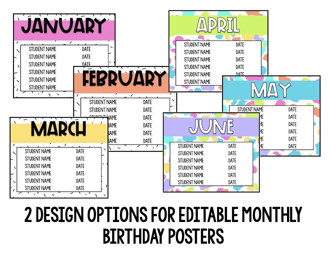 Editable Colorful Birthday Bulletin Board Display - Etsy