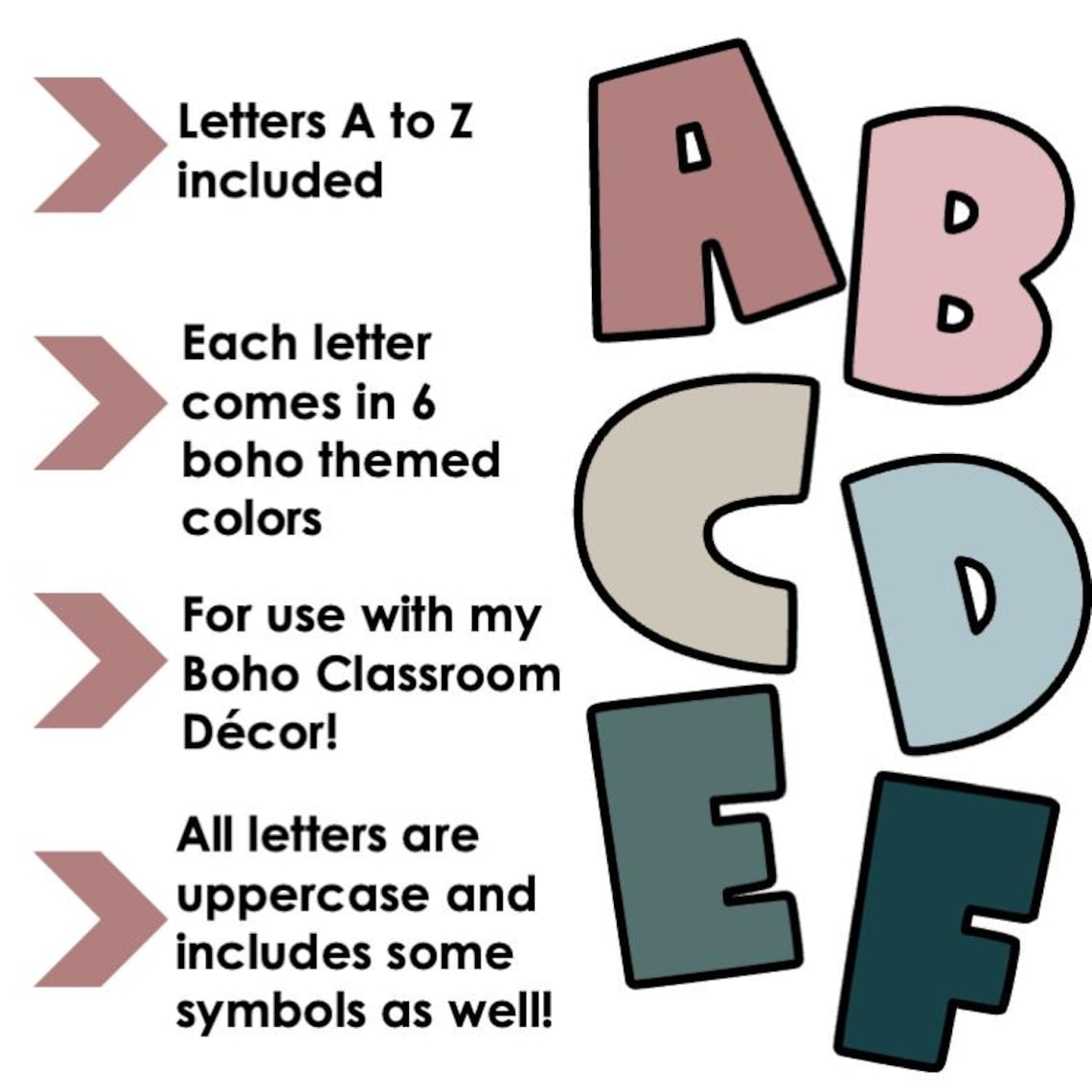 Boho Bulletin Board Letters | Classroom Decor | Printable Letters - Etsy