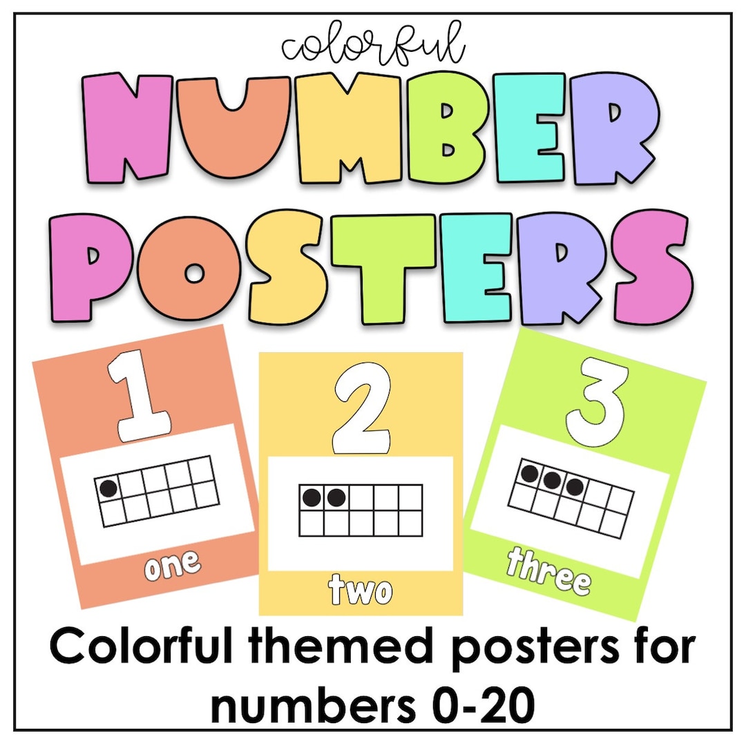 Colorful Number Posters 0-20 With Ten Frames - Etsy