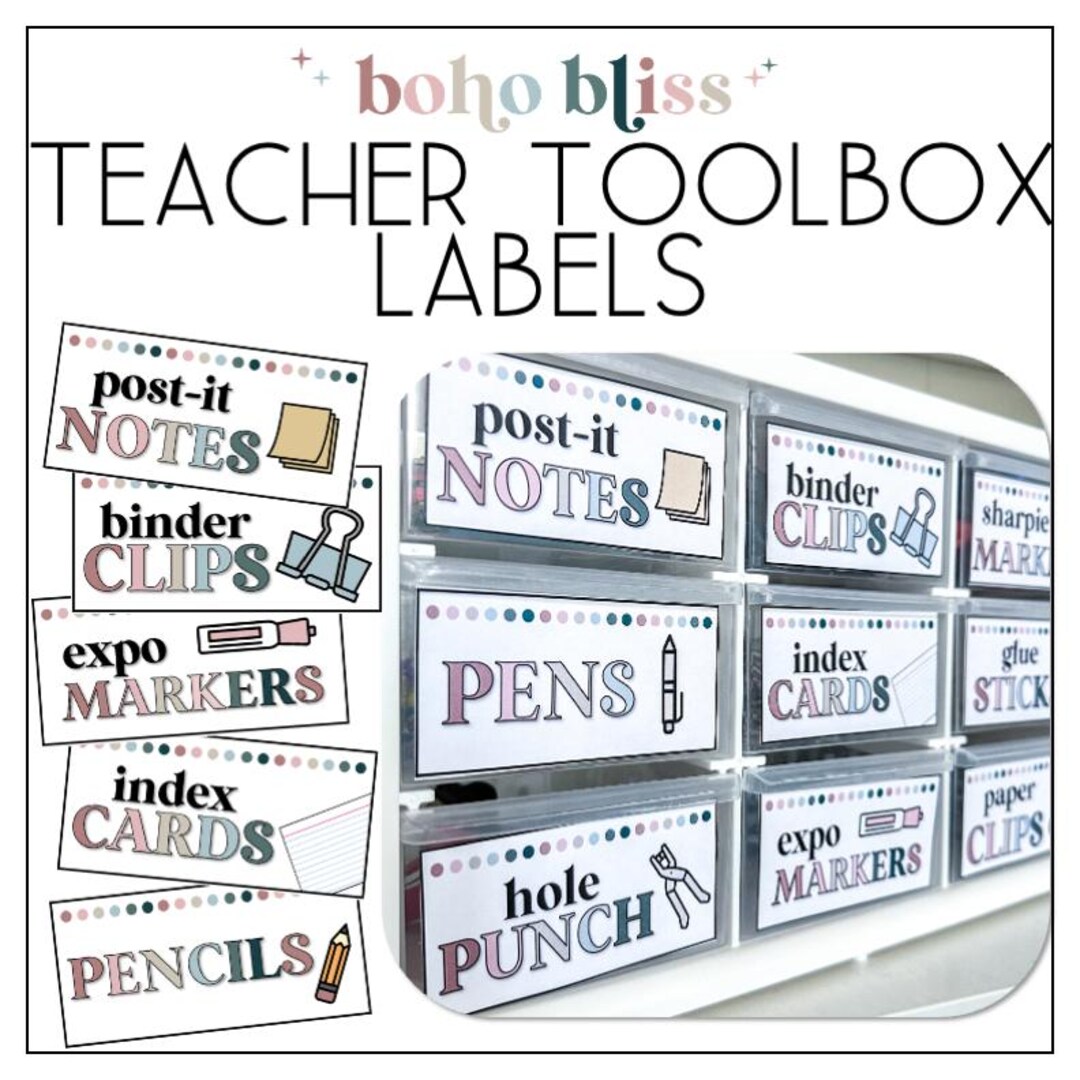 Editable Teacher Toolbox Labels | Boho Bliss - Etsy