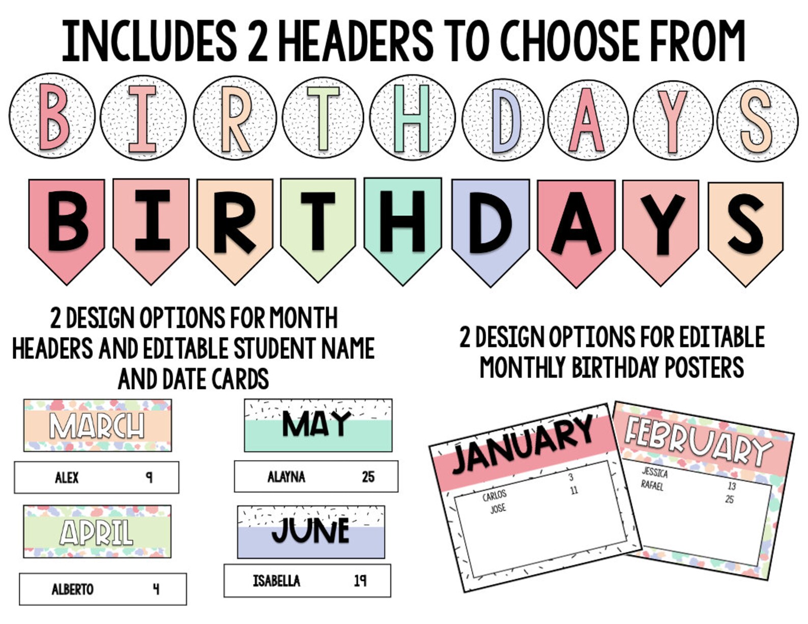Pastel Editable Birthday Board Display | Bulletin Board Display | Happy ...
