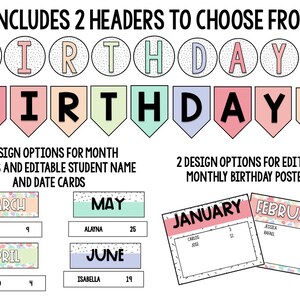 Pastel Birthday Bulletin Board Display | Editable Classroom Decor - Etsy