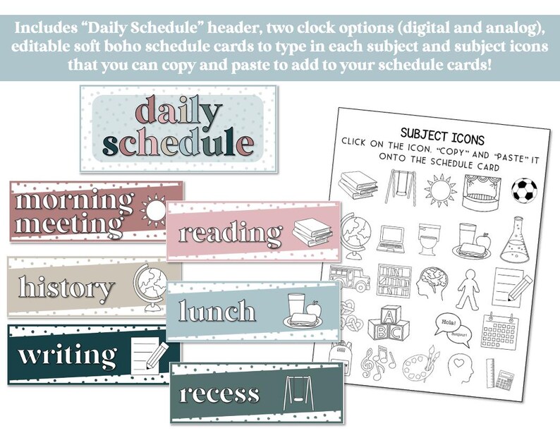 Editable Daily Classroom Schedule | Daily Agenda | Boho Bliss - Etsy