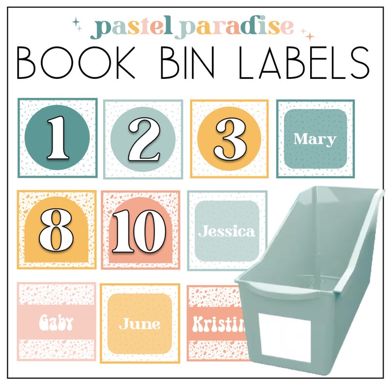 Editable Student Book Box Labels | 1-35 | Pastel Paradise - Etsy