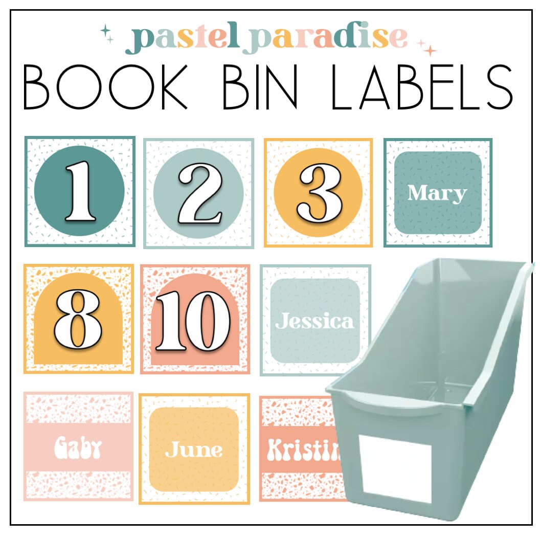 Editable Student Book Box Labels | 1-35 | Pastel Paradise - Etsy