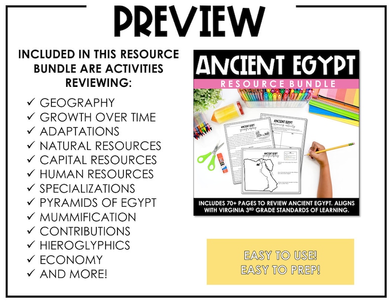 Ancient Egypt Unit Activities Ancient Civilizations VA SOL - Etsy