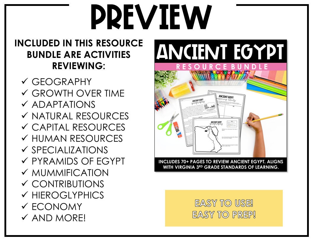 Ancient Egypt Unit Activities Ancient Civilizations VA SOL - Etsy
