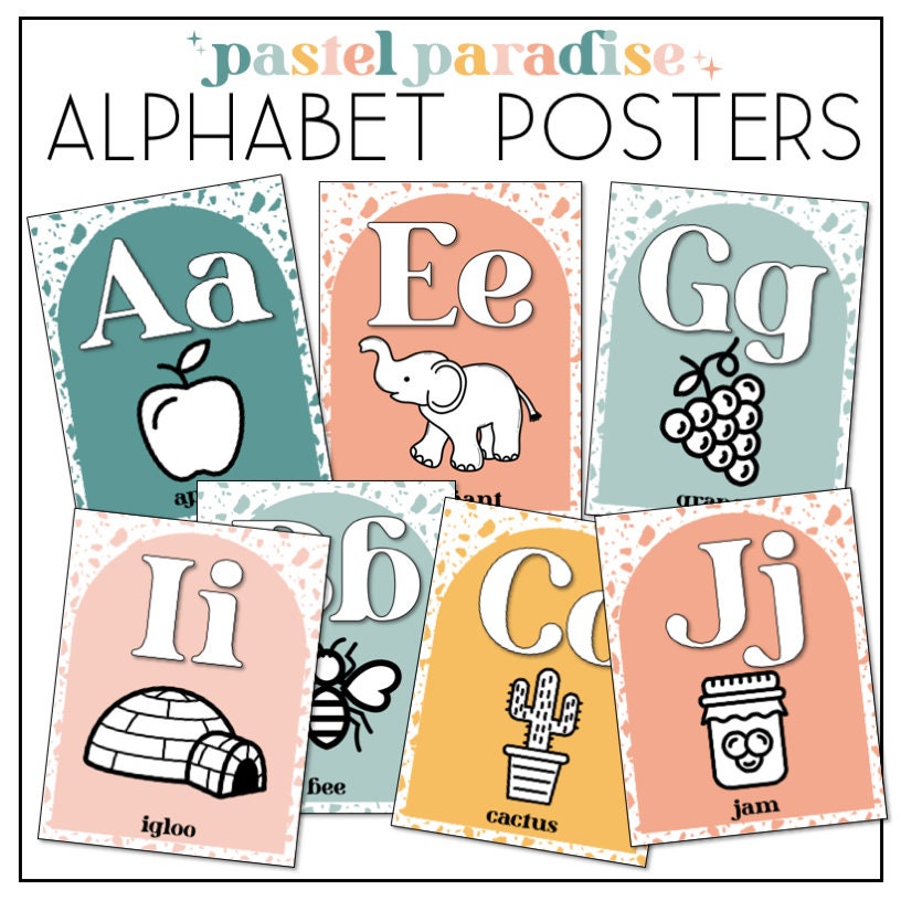 Alphabet Posters and Chart | Pastel Paradise - Etsy