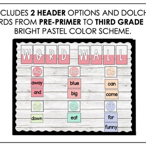 Editable Bright Pastel Word Wall | Dolch Sight Words | Pre-primer to ...