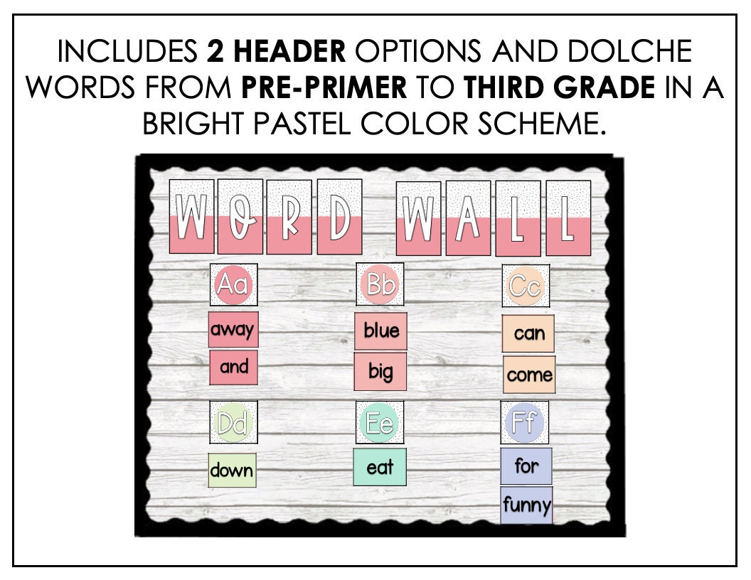 Editable Bright Pastel Word Wall | Dolch Sight Words | Pre-primer to ...