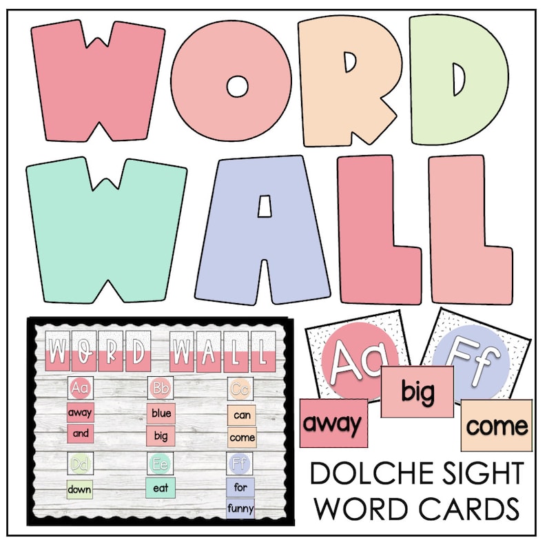 Editable Bright Pastel Word Wall | Dolch Sight Words | Pre-primer to ...