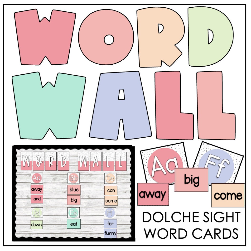 Editable Bright Pastel Word Wall | Dolch Sight Words | Pre-primer to ...