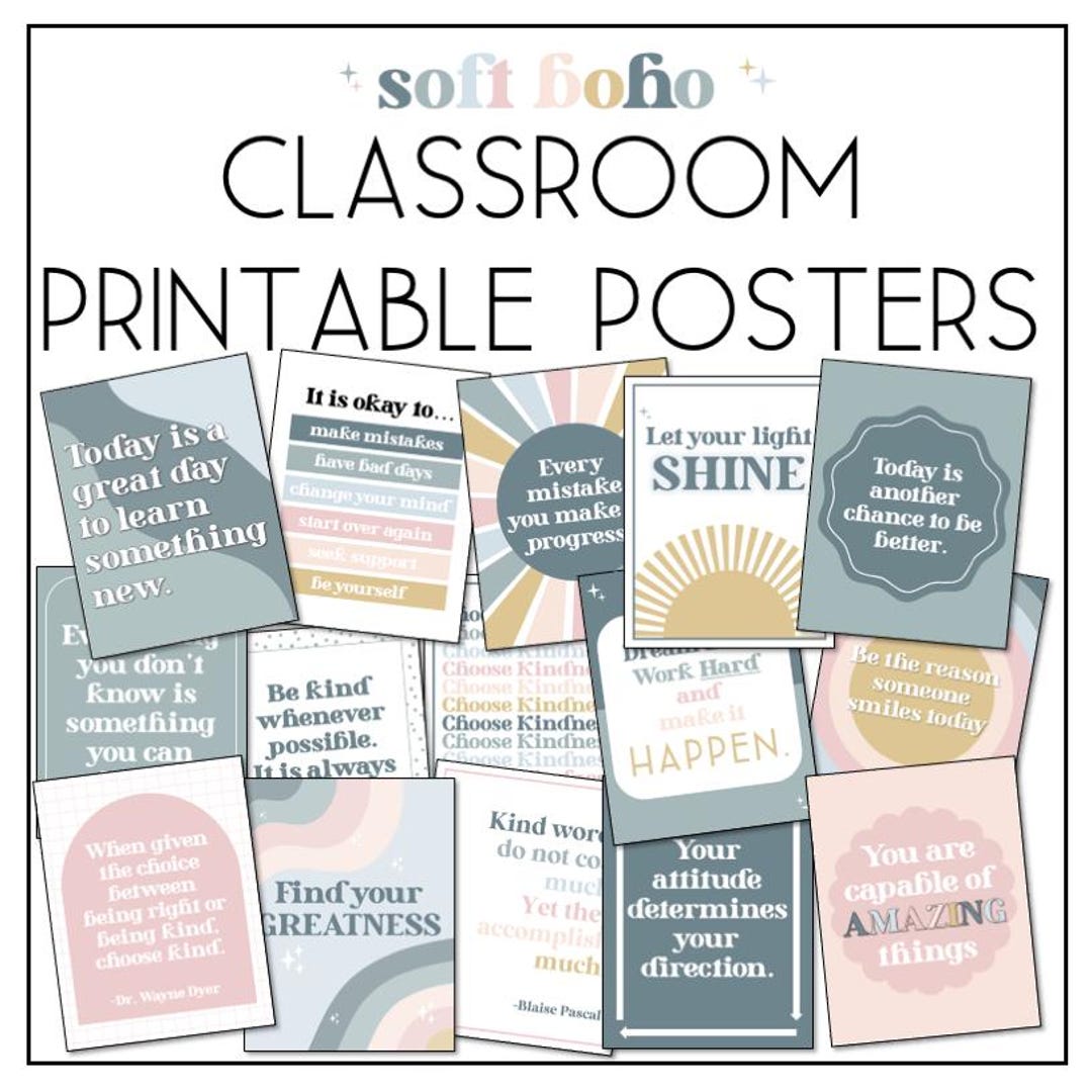 Soft Boho Classroom Posters | Quotes | Motivational Posters - Etsy