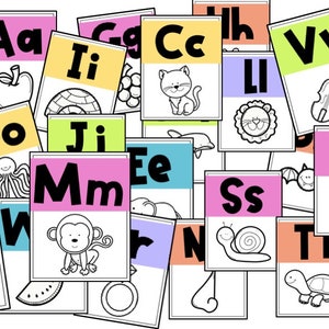 Colorful Alphabet Posters and Chart - Etsy