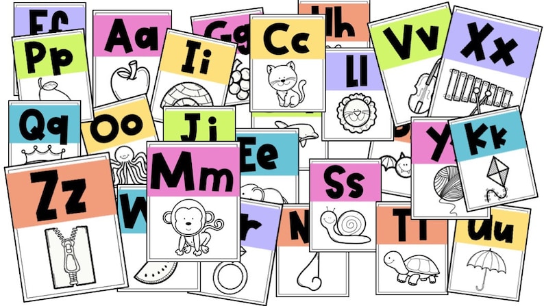Colorful Alphabet Posters and Chart - Etsy