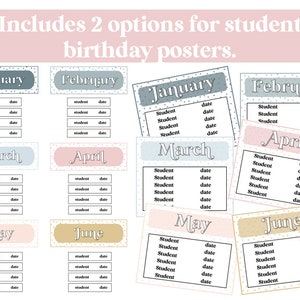 Editable Birthday Board Display | Soft Boho | Classroom Decor - Etsy
