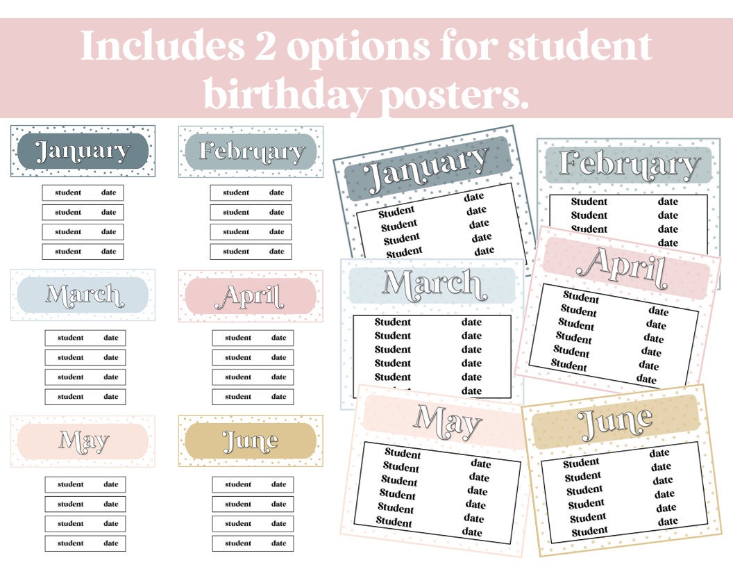 Editable Birthday Board Display | Soft Boho | Classroom Decor - Etsy