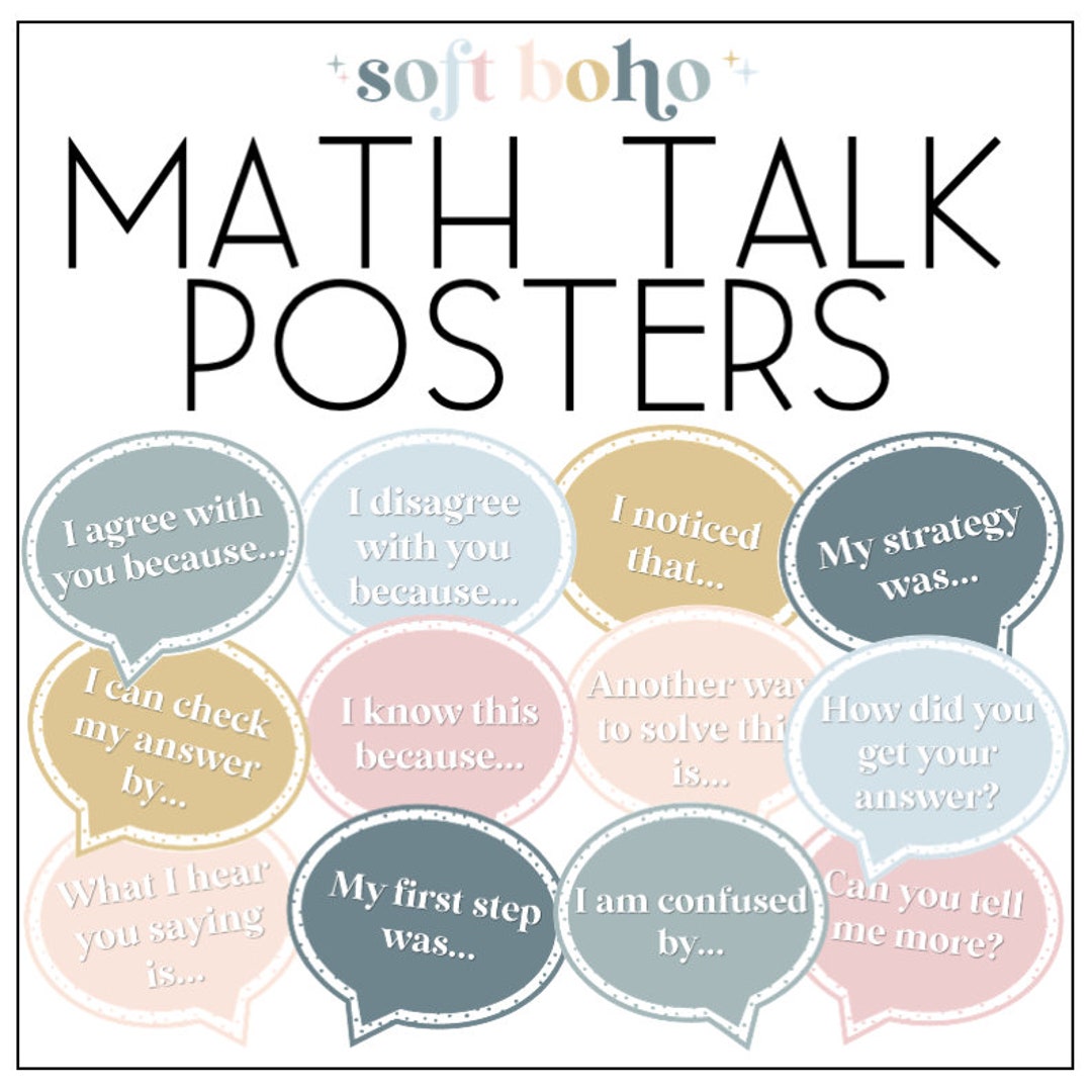 Soft Boho Math Talk Posters | Sentence Stems | Number Talks - Etsy