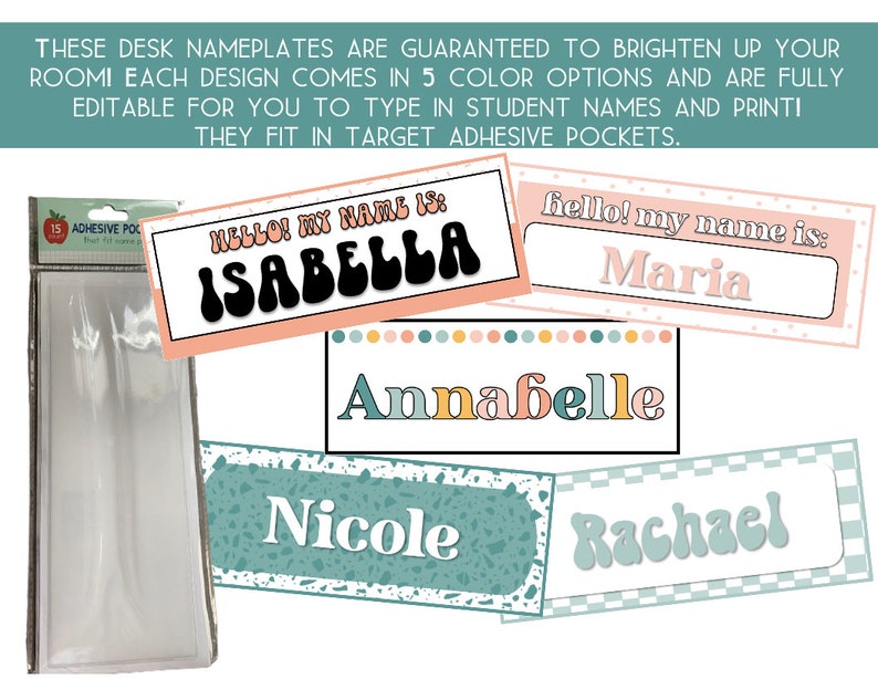 Editable Student Desk Name Tags | Name Plates | Pastel Paradise - Etsy