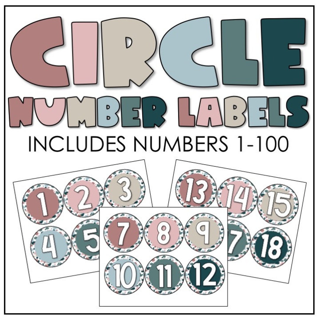 Boho Circle Number Labels | 1-100 - Etsy