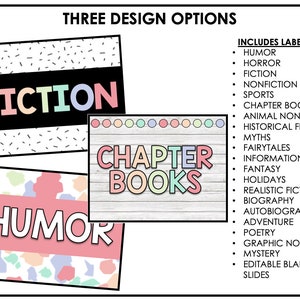 Bright Pastel Library Labels | Classroom Library | Genres | Editable - Etsy