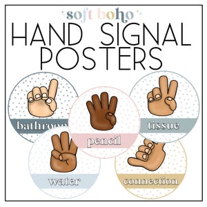 Editable Soft Boho Hand Signal Posters - Etsy