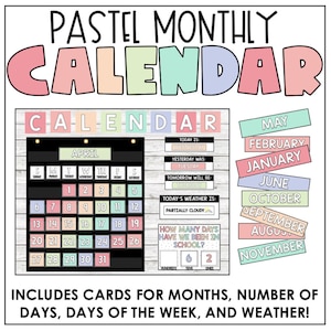 Bright Pastel Monthly Calendar Cards - Etsy
