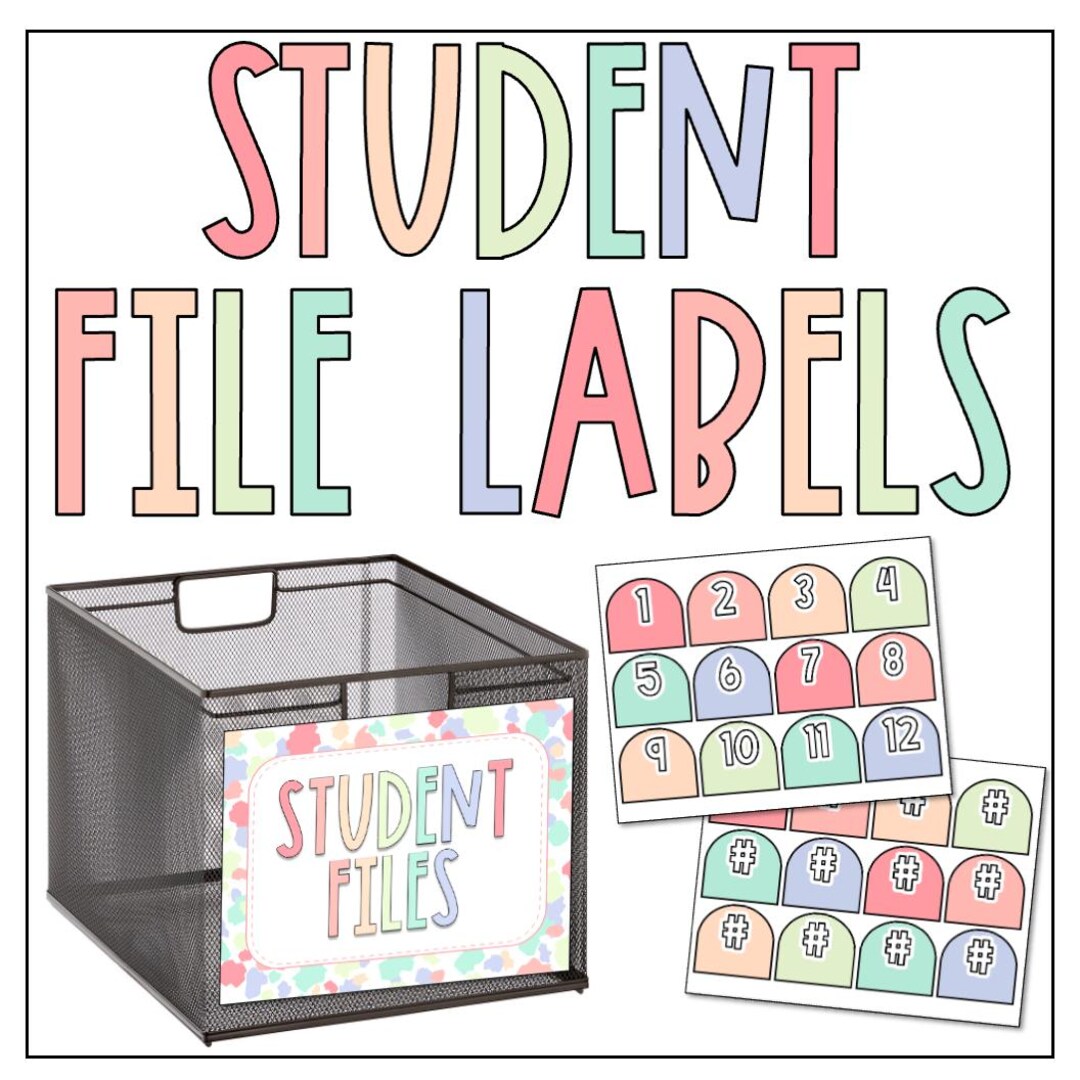 Bright Pastel Student File Labels | Back to School | Organization ...