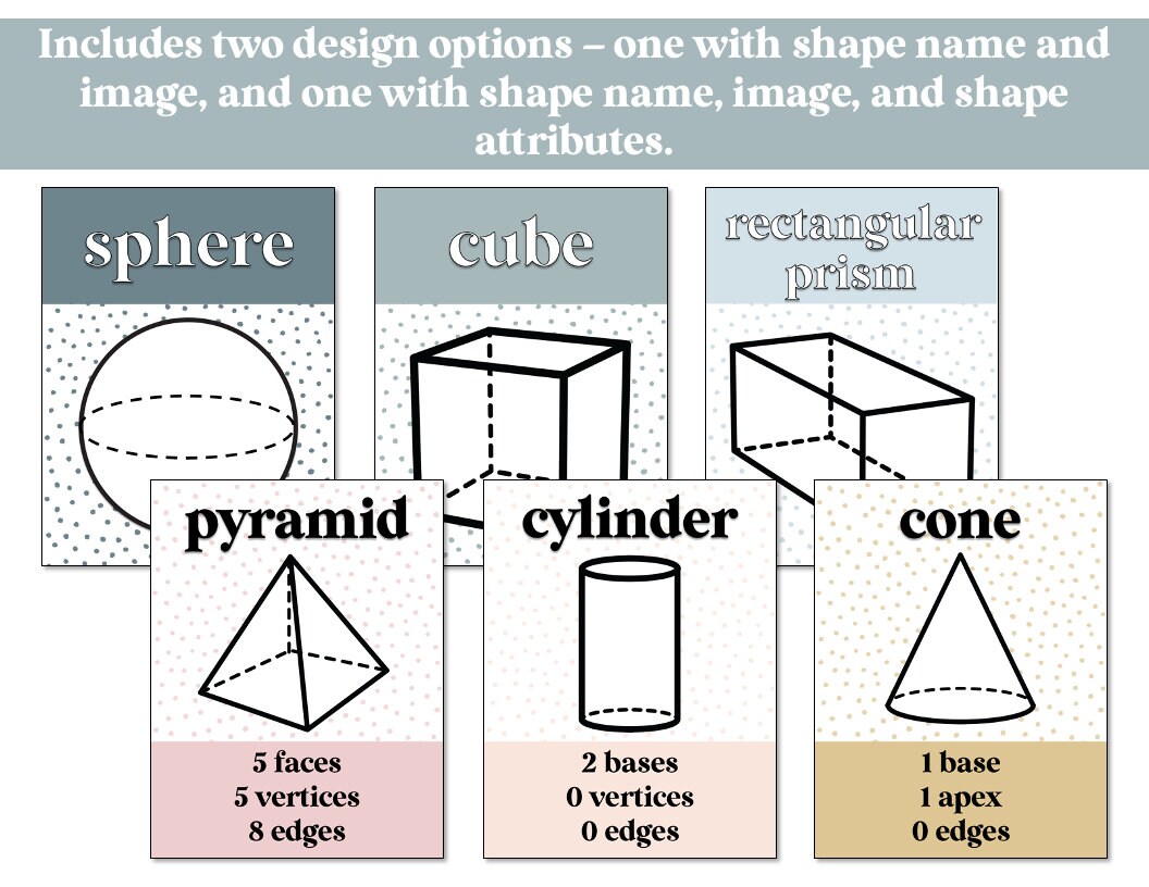Soft Boho 3D / Solid Shape Posters | Shape Attributes - Etsy