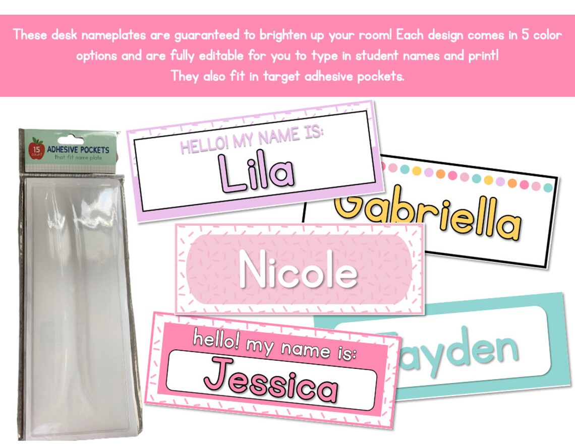 Editable Student Desk Name Tags | Name Plates | Pastel Paradise - Etsy