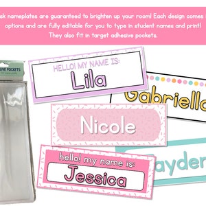 Editable Student Desk Name Tags | Name Plates | Pastel Paradise - Etsy