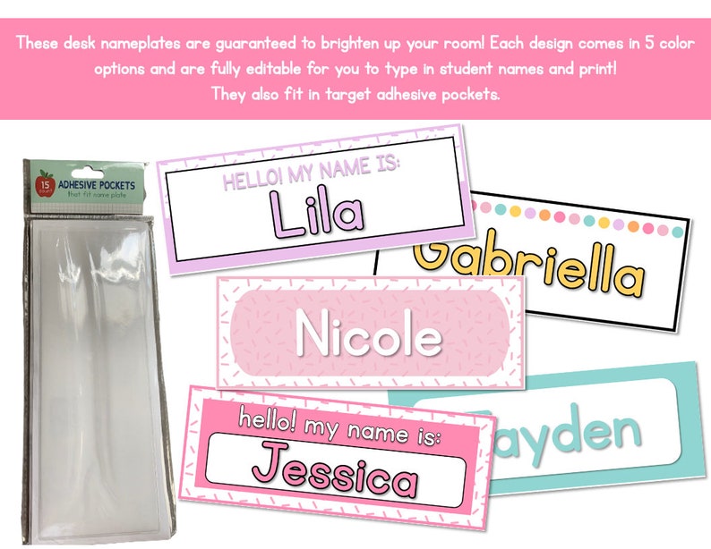 Editable Student Desk Name Tags | Name Plates | Pastel Paradise - Etsy