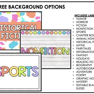 EDITABLE Colorful Classroom Library Genre Labels - Etsy