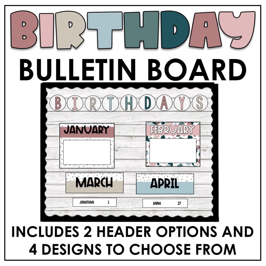 Editable Boho Birthday Bulletin Board - Etsy
