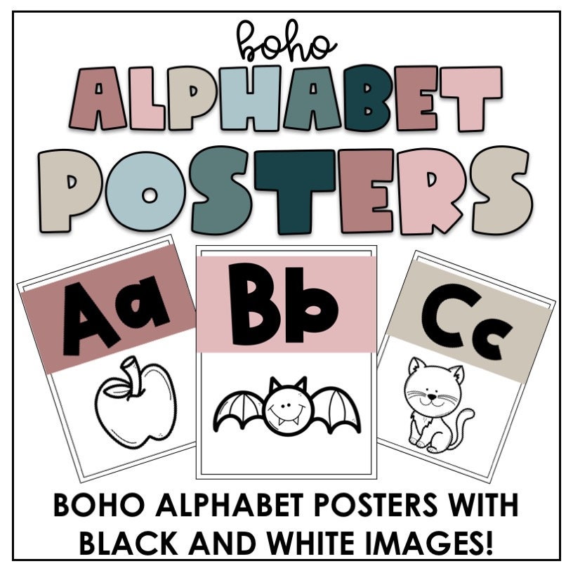 BOHO Alphabet Posters and Chart - Etsy