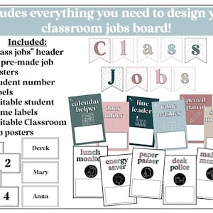 Editable Student Classroom Jobs Posters | Boho Bliss | Class Helper ...