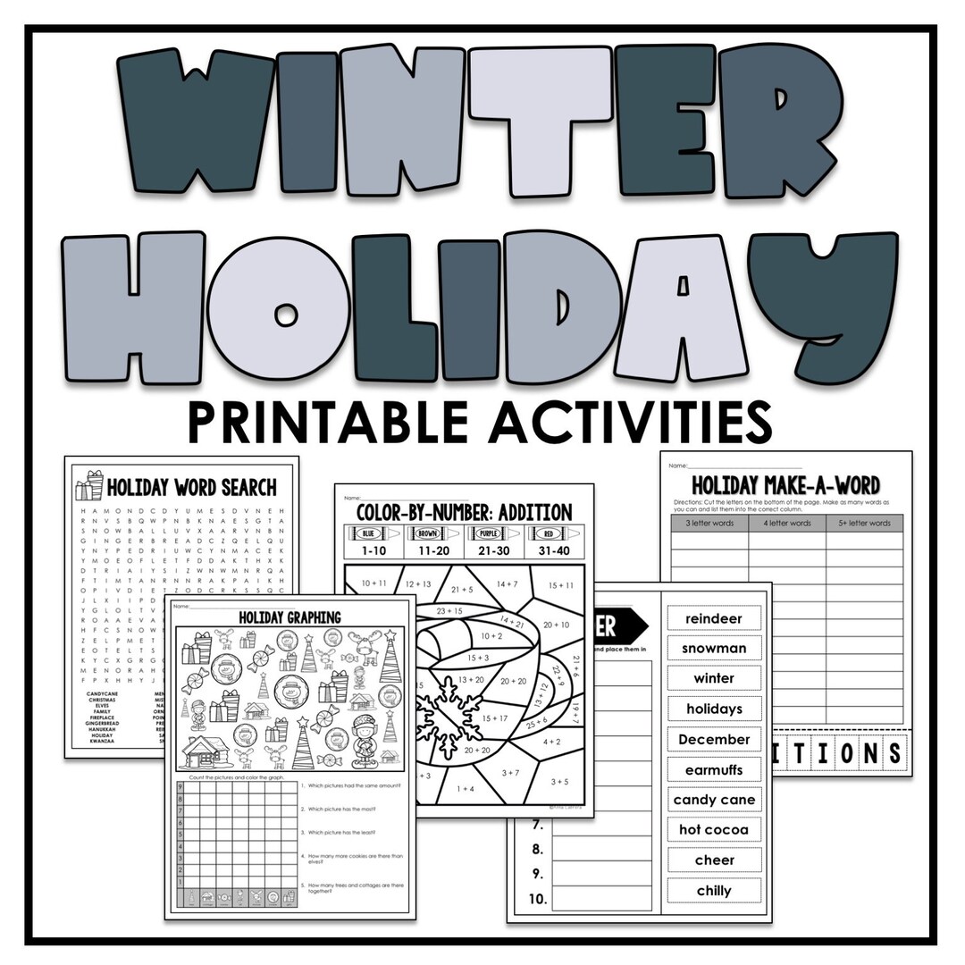 Winter Holiday Activity Packet | Winter Break Fun - Etsy