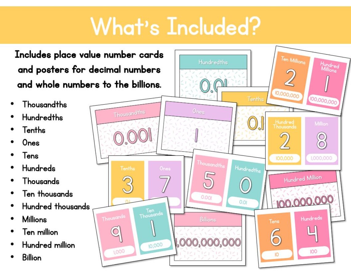 Rainbow Sprinklesplace Value Posters | Thousandths to Billion ...