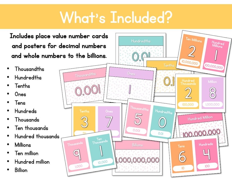 Rainbow Sprinklesplace Value Posters | Thousandths to Billion ...
