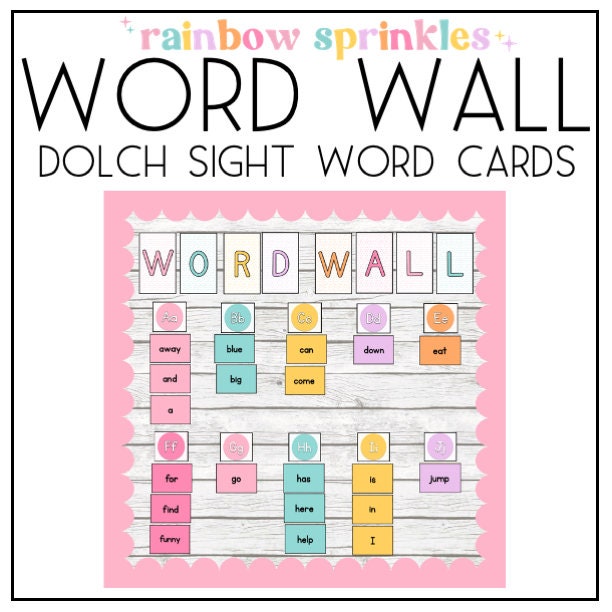 Editable Word Wall | Dolch Sight Words | Rainbow Sprinkle - Etsy