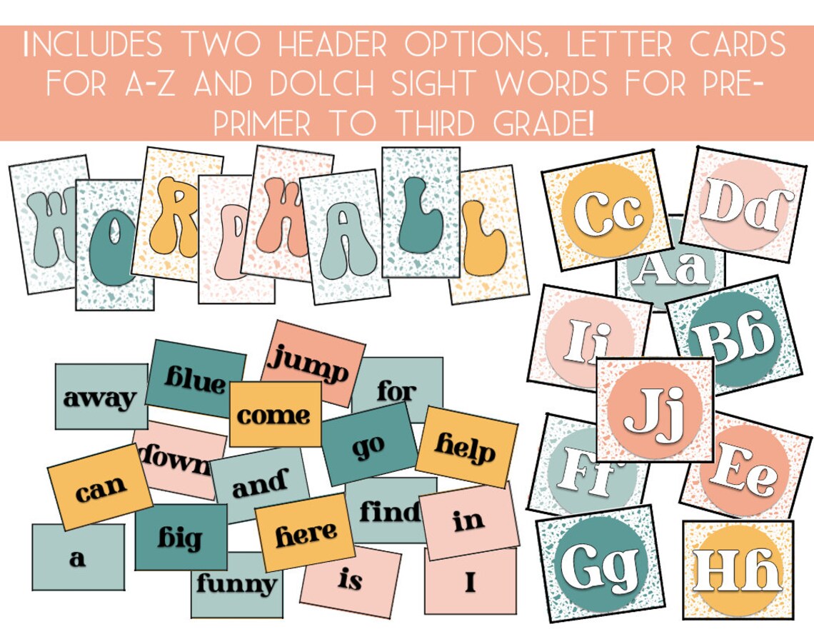 Word Wall | Dolch Sight Words | Pastel Paradise - Etsy