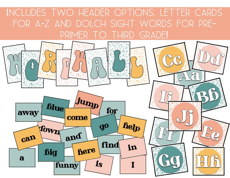 Word Wall | Dolch Sight Words | Pastel Paradise - Etsy